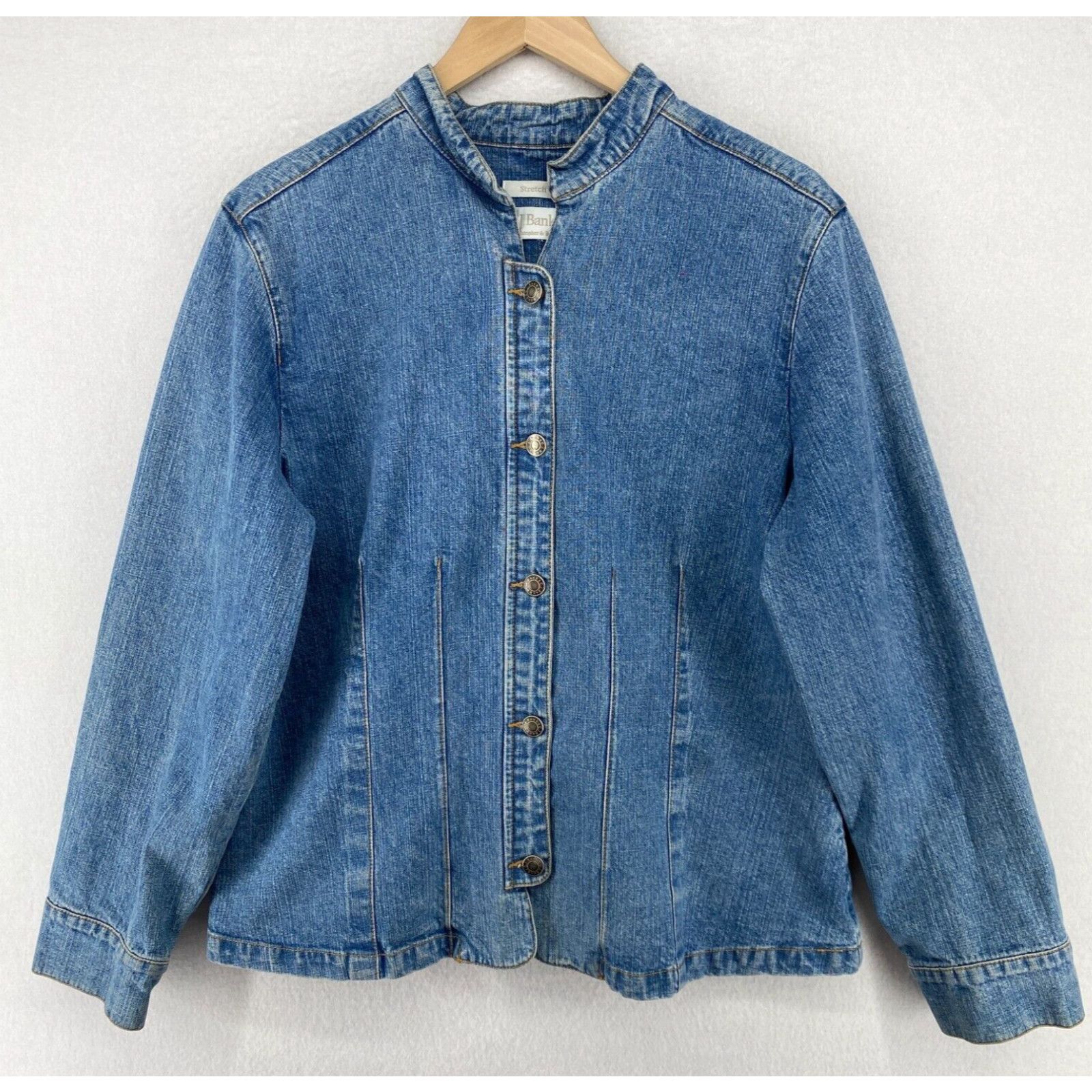 Vintage CJ BANKS CHRISTOPHER & BANKS Jacket M Stretch Denim Mandarin ...