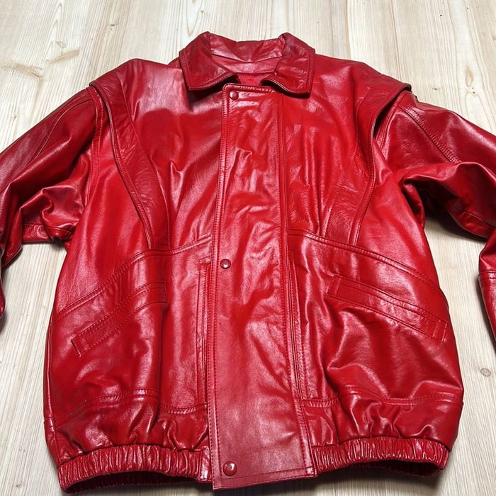 Vintage Vintage Funky Red Leather Jacket By Herr Leather | Grailed