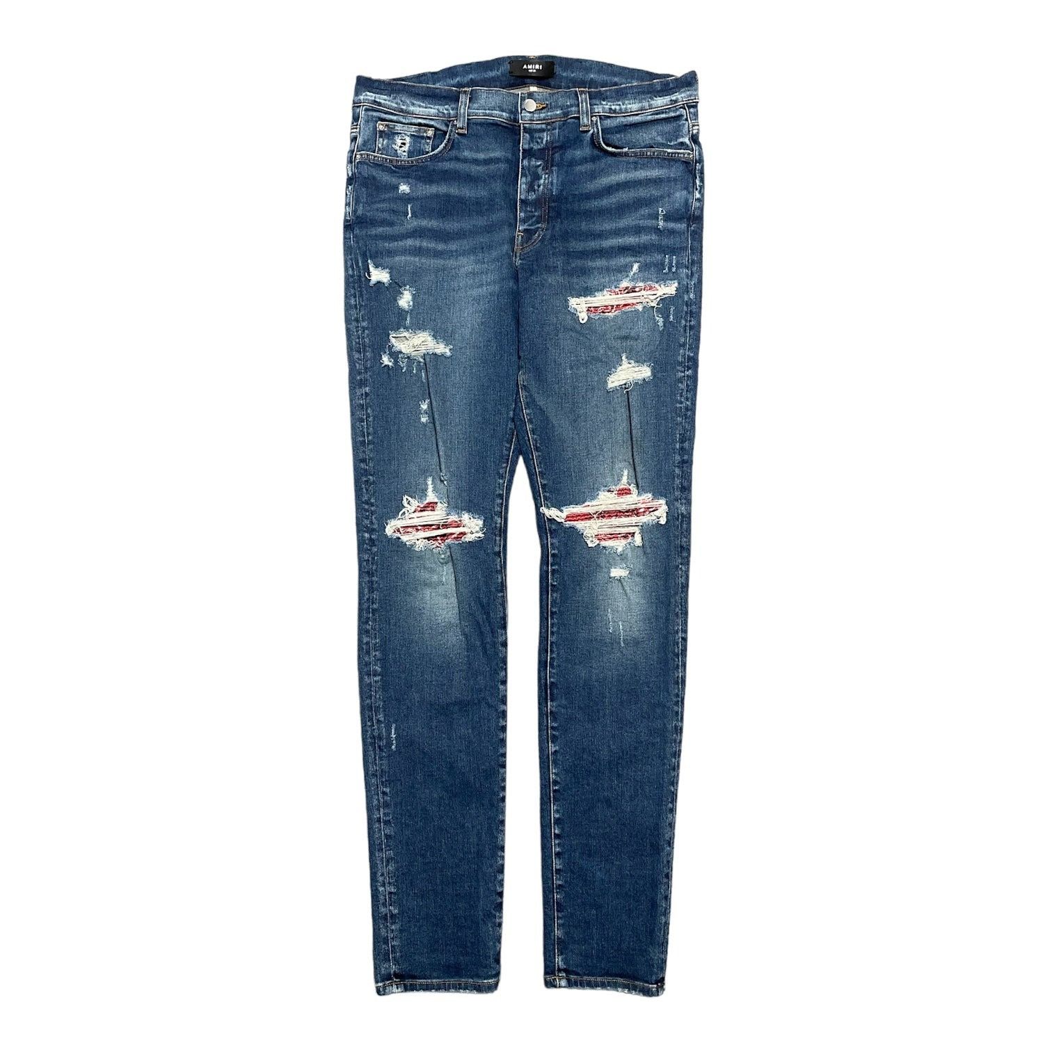 Amiri Amiri MX1 Red Bandana Patch Jeans Deep Classic Indigo | Grailed