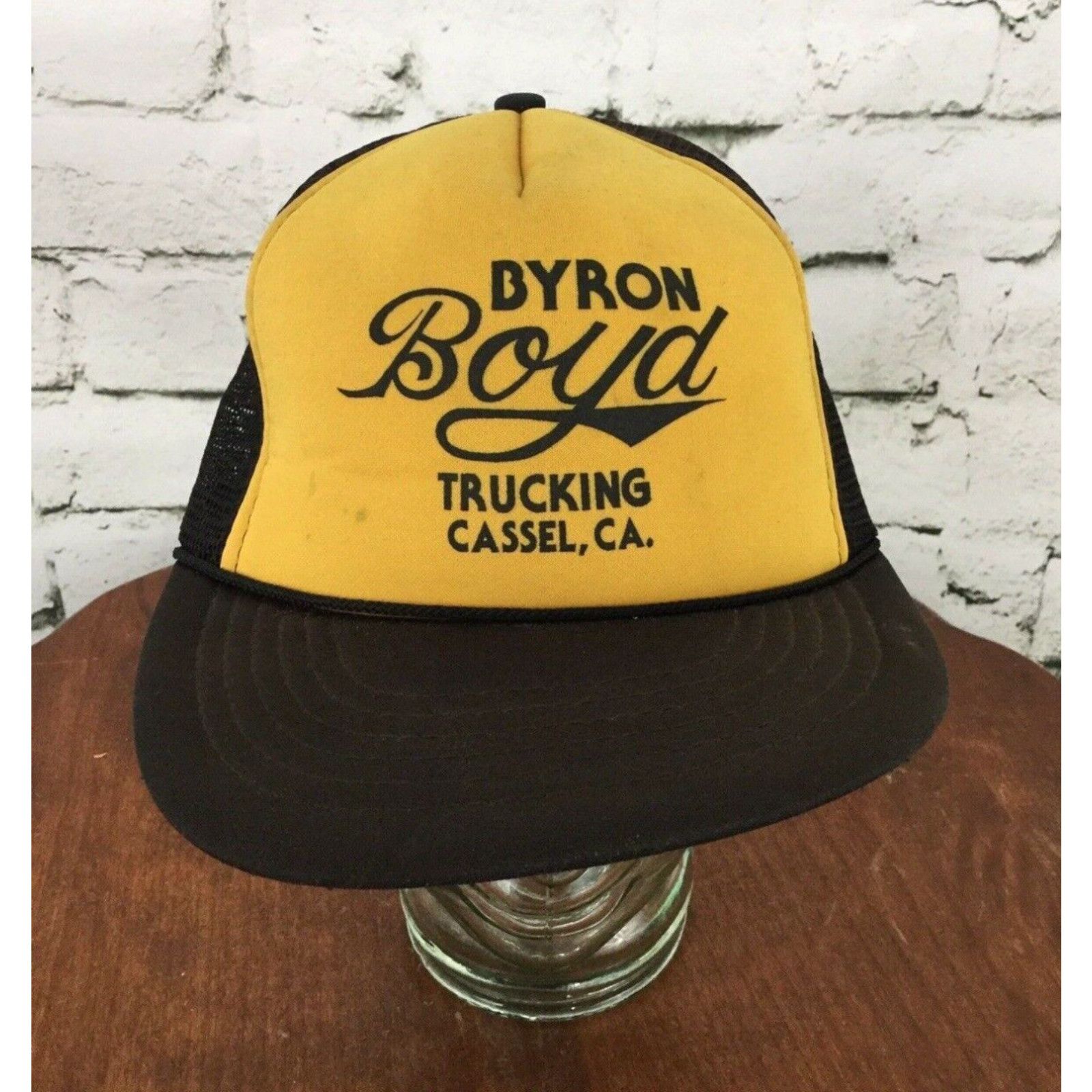 Vintage Byron Boyd Trucking Trucker Hat Yellow Black Mesh Snapback ...
