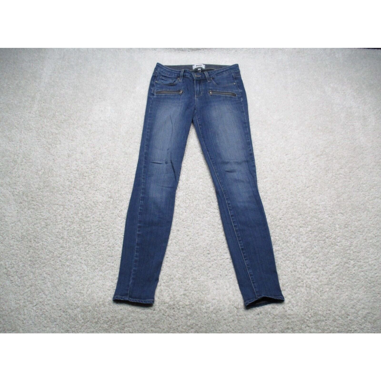 Paige Paige Jeans Womens 26 Blue Indio Zip Skinny Cotton Blend Stretch ...