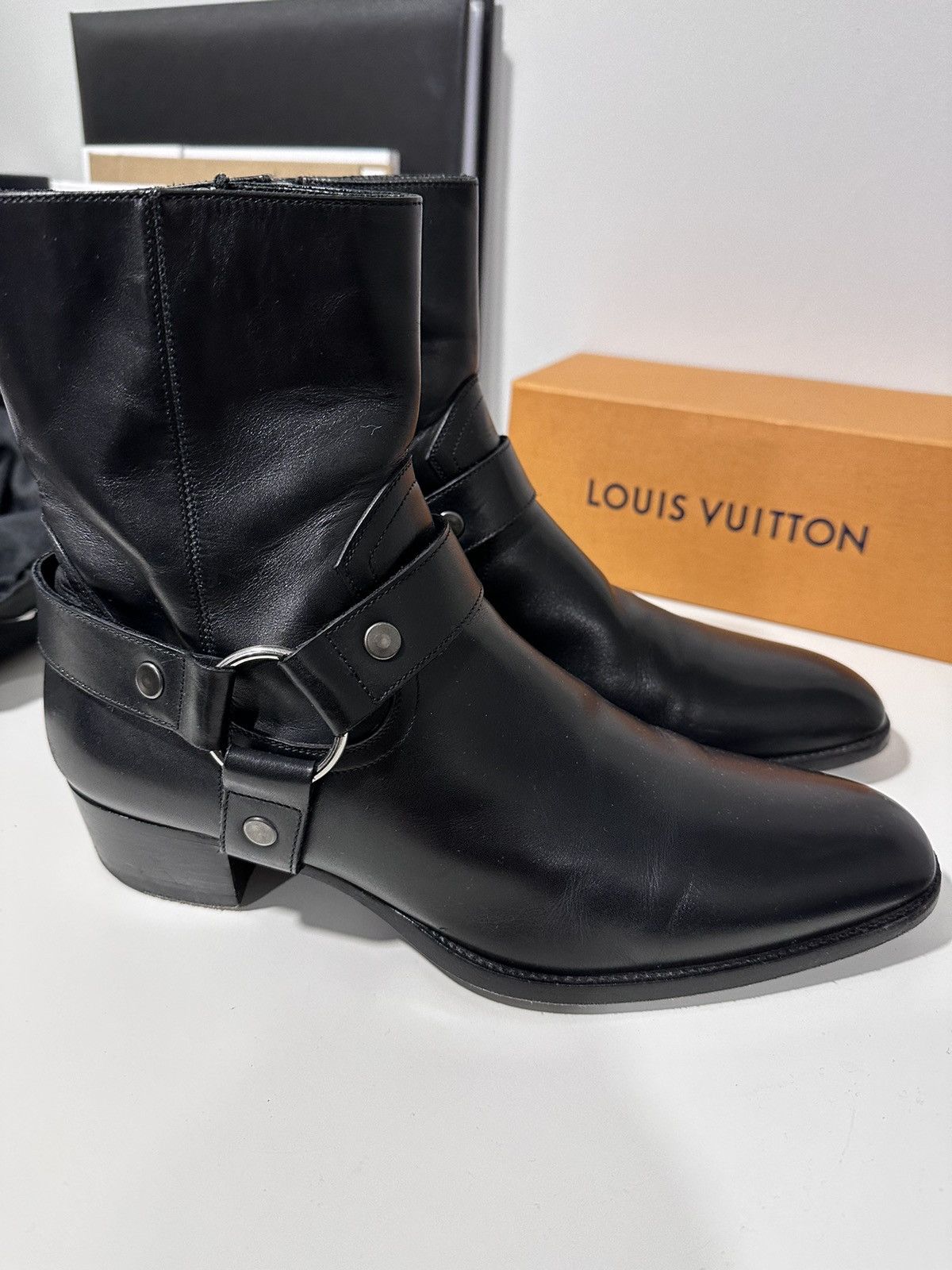 Saint Laurent Paris SLP Leather Harness Boots | Grailed