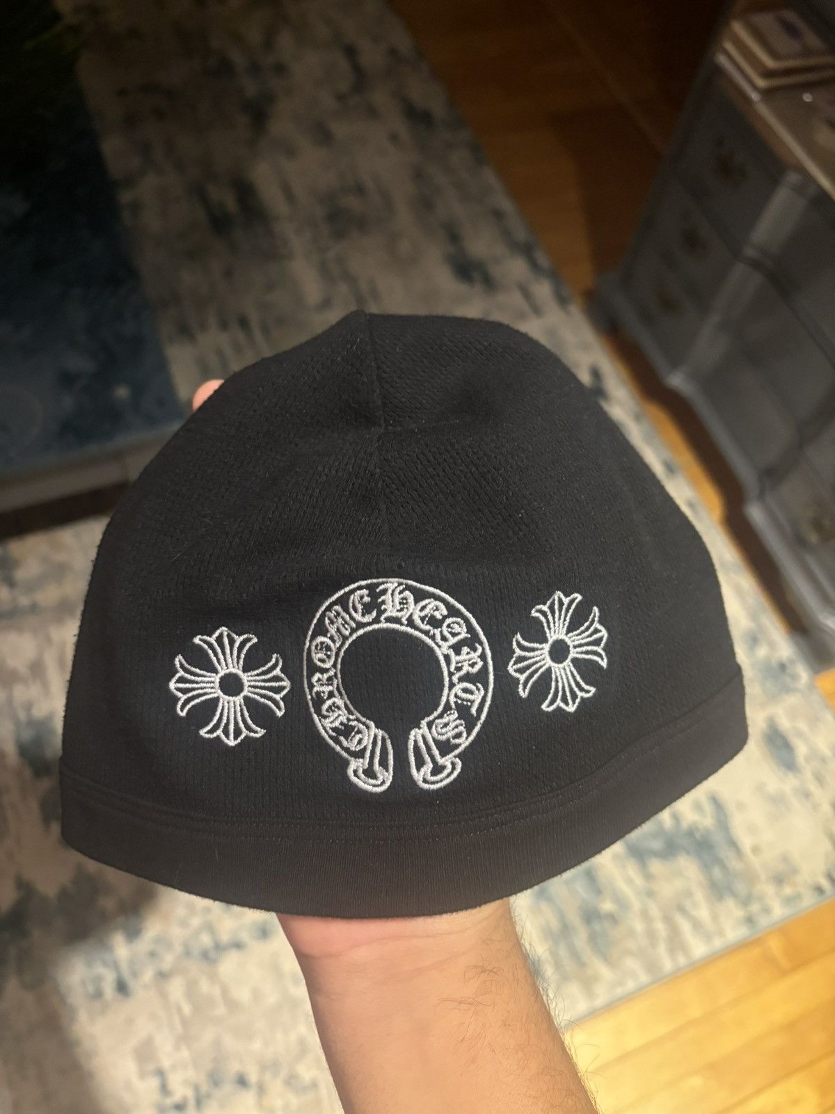 Chrome Hearts Chrome hearts horseshoe skull cap black/white | Grailed