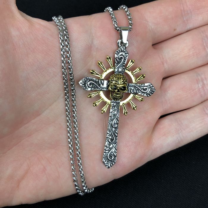 Chain Skull Cross Necklace Punk Chain Y2K Opium | Grailed