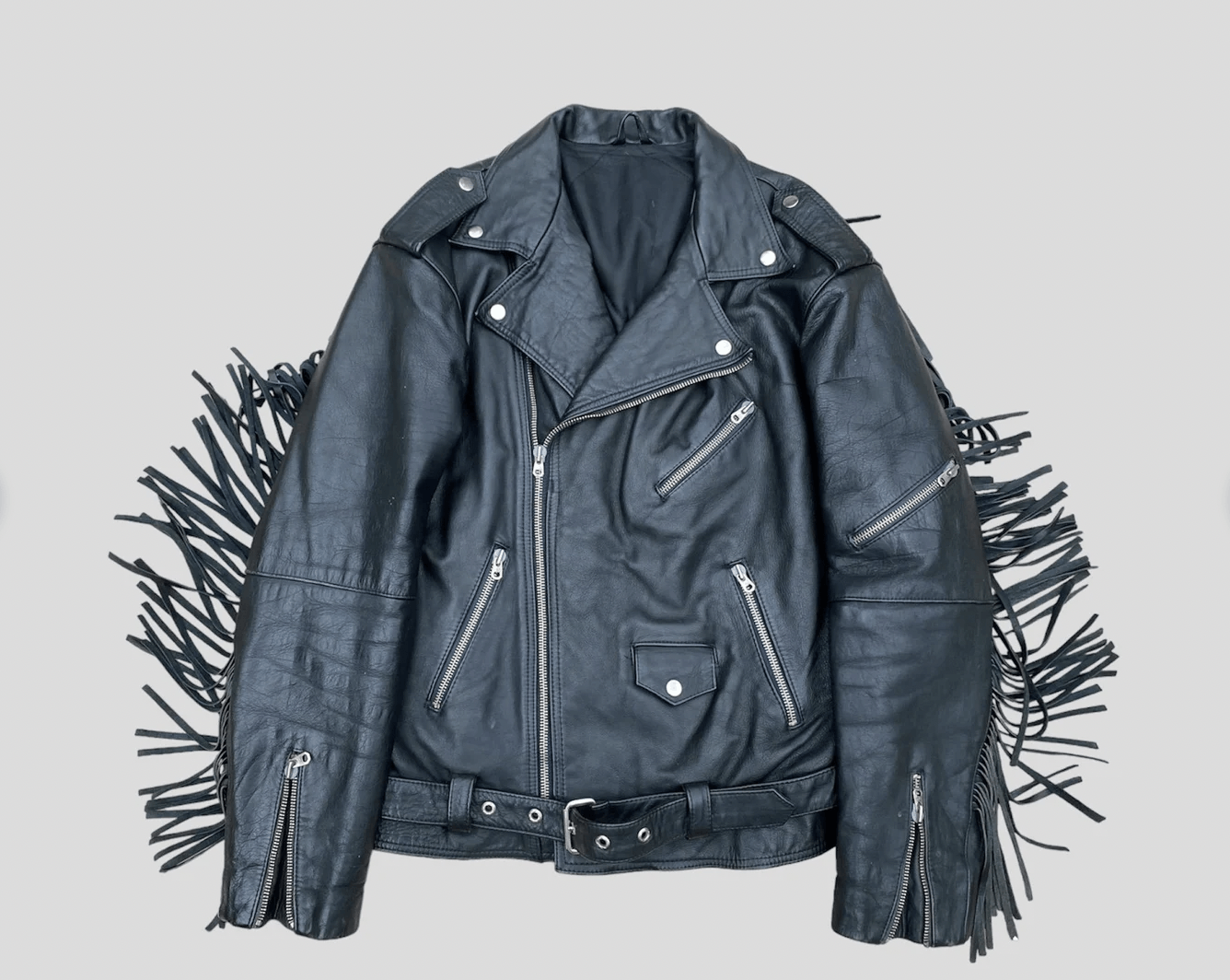 Vintage Vintage Motorcycle Leather Biker Fringe Jacket Cowboy Style ...