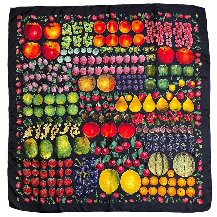 Gucci Gucci Vintage Fruit Medley Colorful Silk Twill Square Scarf | Grailed