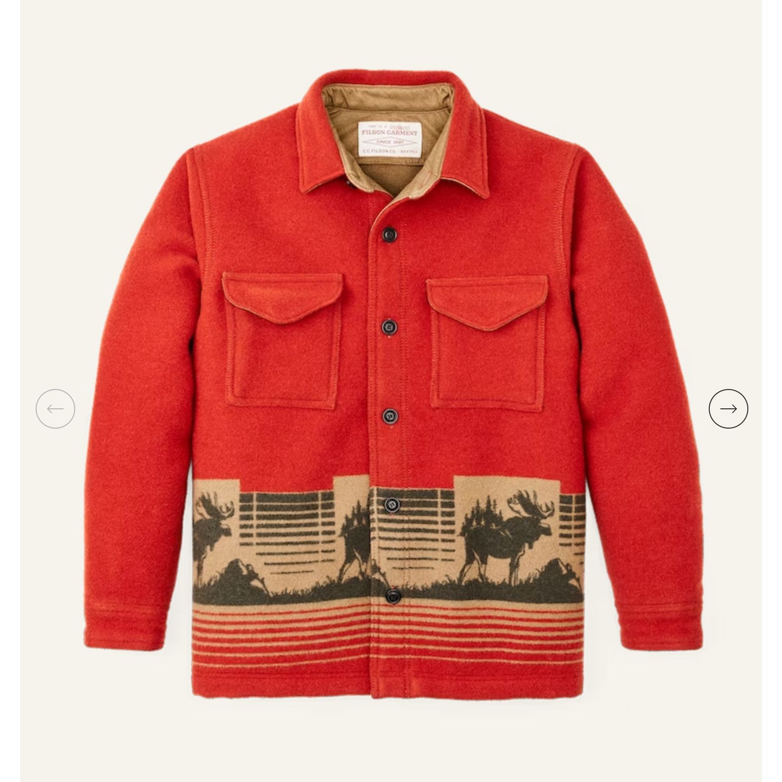 Filson 🔴 Filson Wool Jac-Shirt Jacquard Red Forest Moose - XS | Grailed