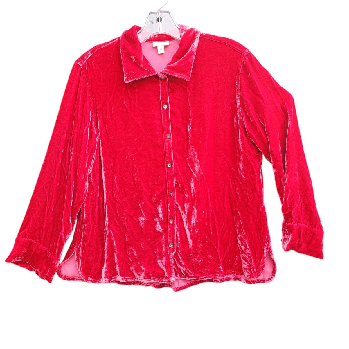 Jill.J Vintage J Jill Red Velvet Button Up Silk Shirt | Grailed