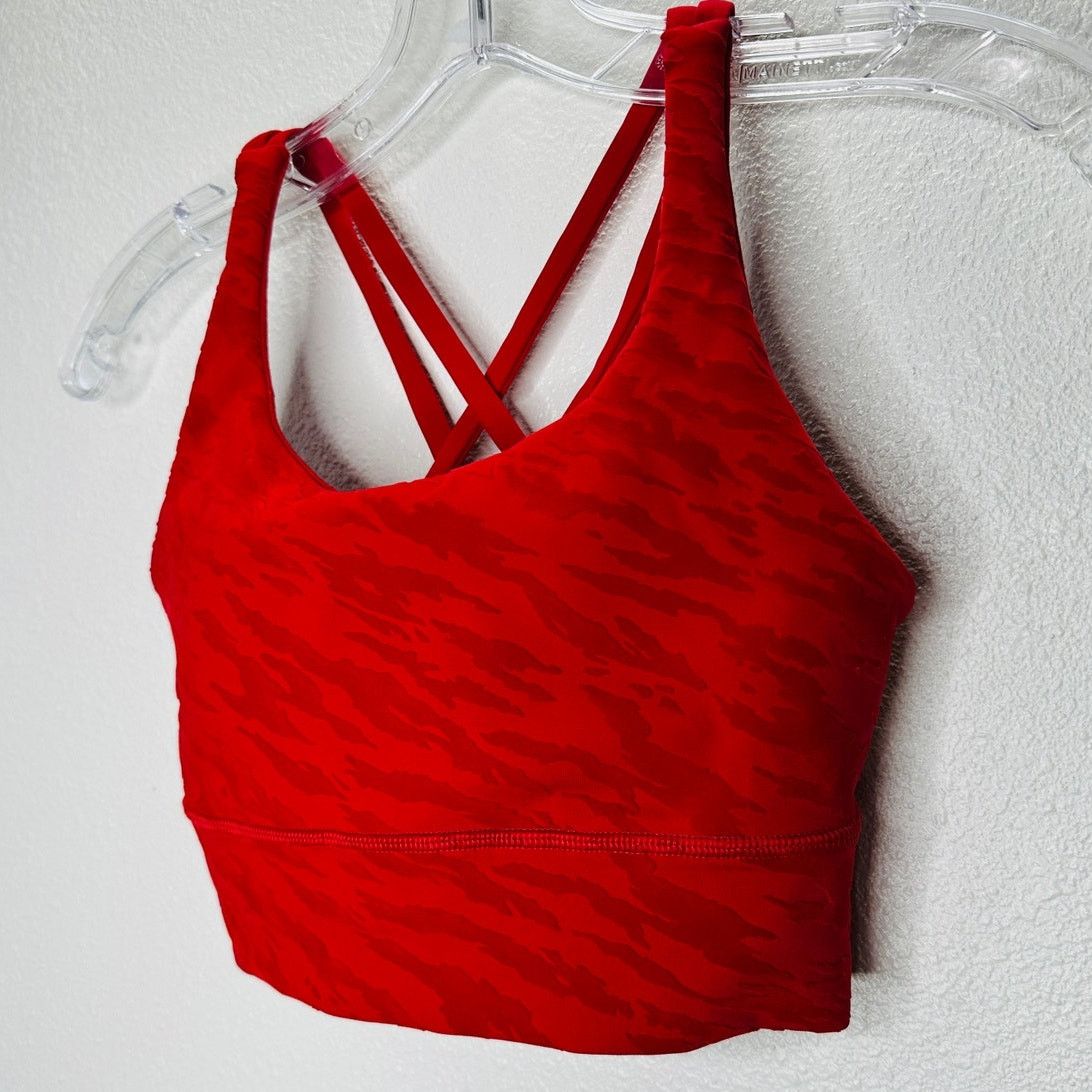 Lululemon Lululemon Raised Red Textured Racerback Padded Energy Bra 4 ...