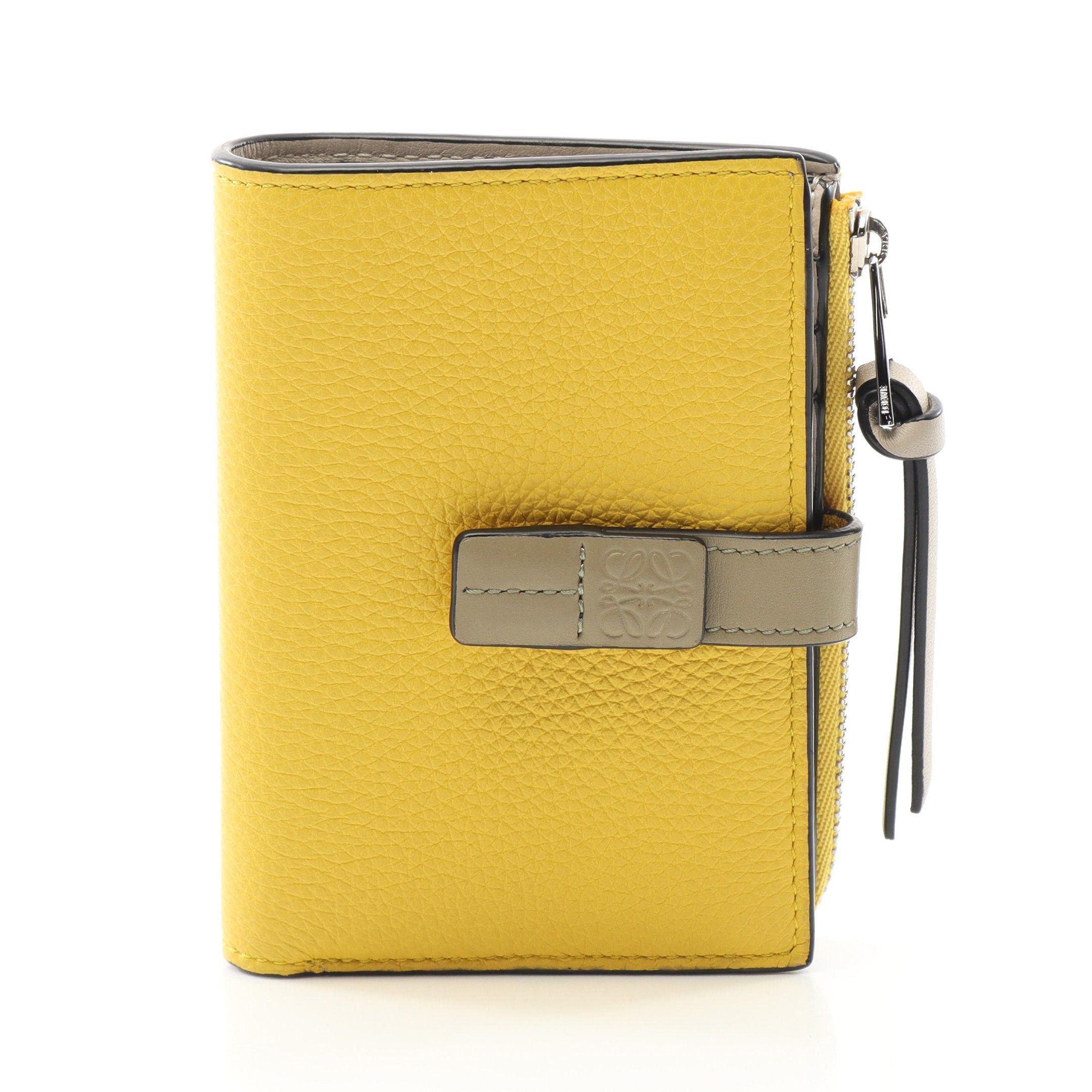 Loewe Loewe Slim Zip Bifold Wallet Bi-Fold Leather Yellow Gray Beige ...