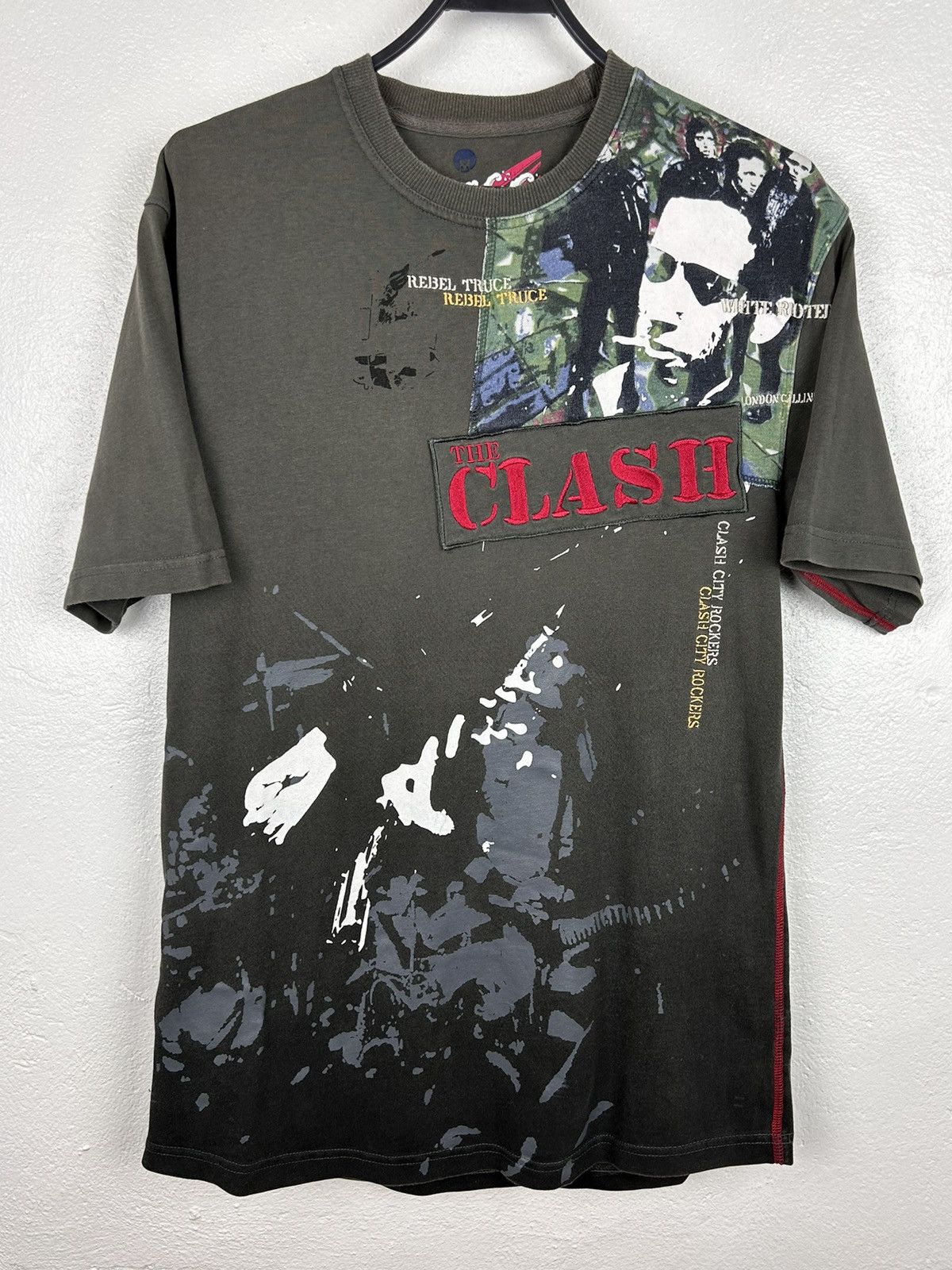 Band Tees Ringspun The Clash Band AOP Embroidery Rare Rock T-Shirt ...
