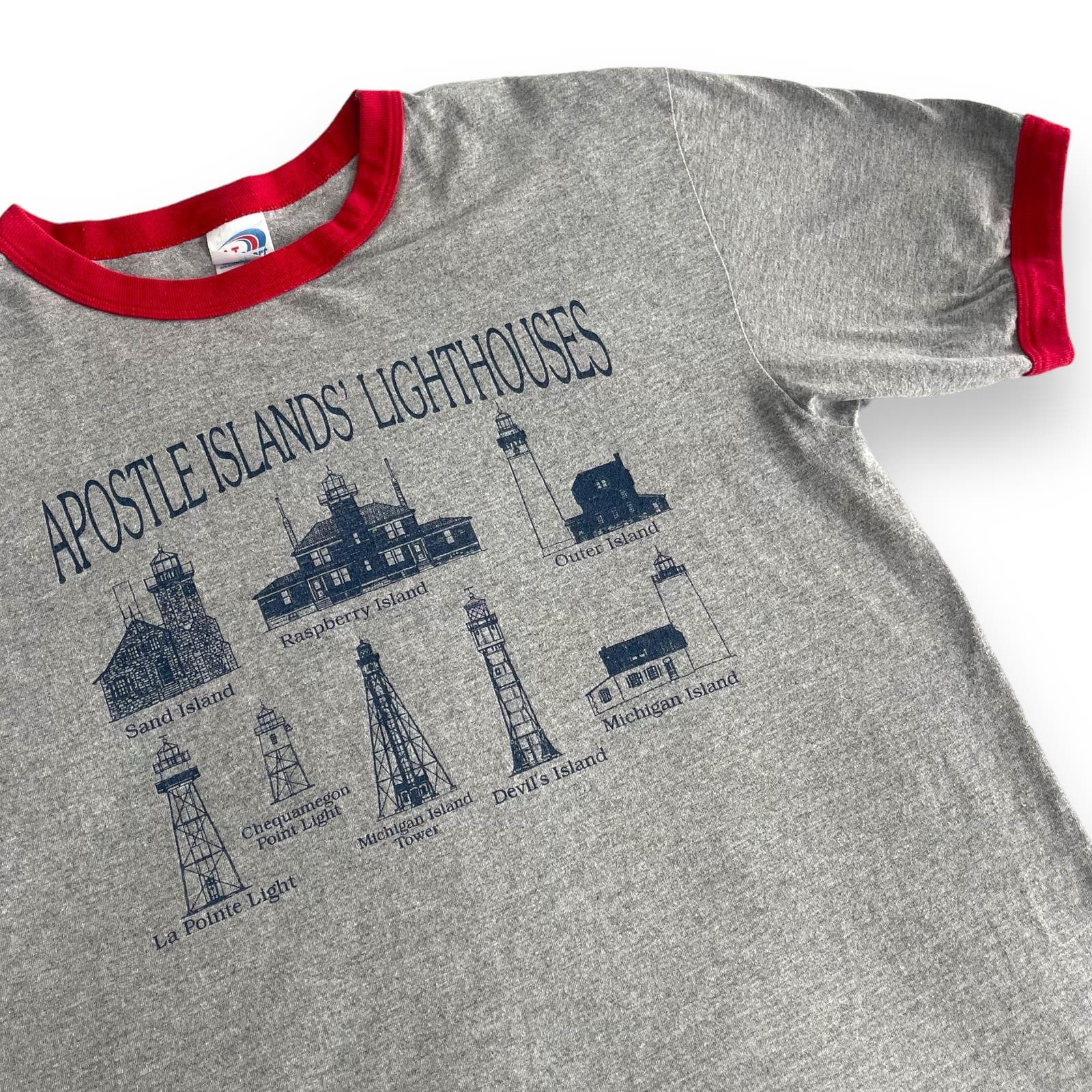 Vintage 90s Apostle Islands Lighthouses Ringer Tee T-Shirt | Grailed