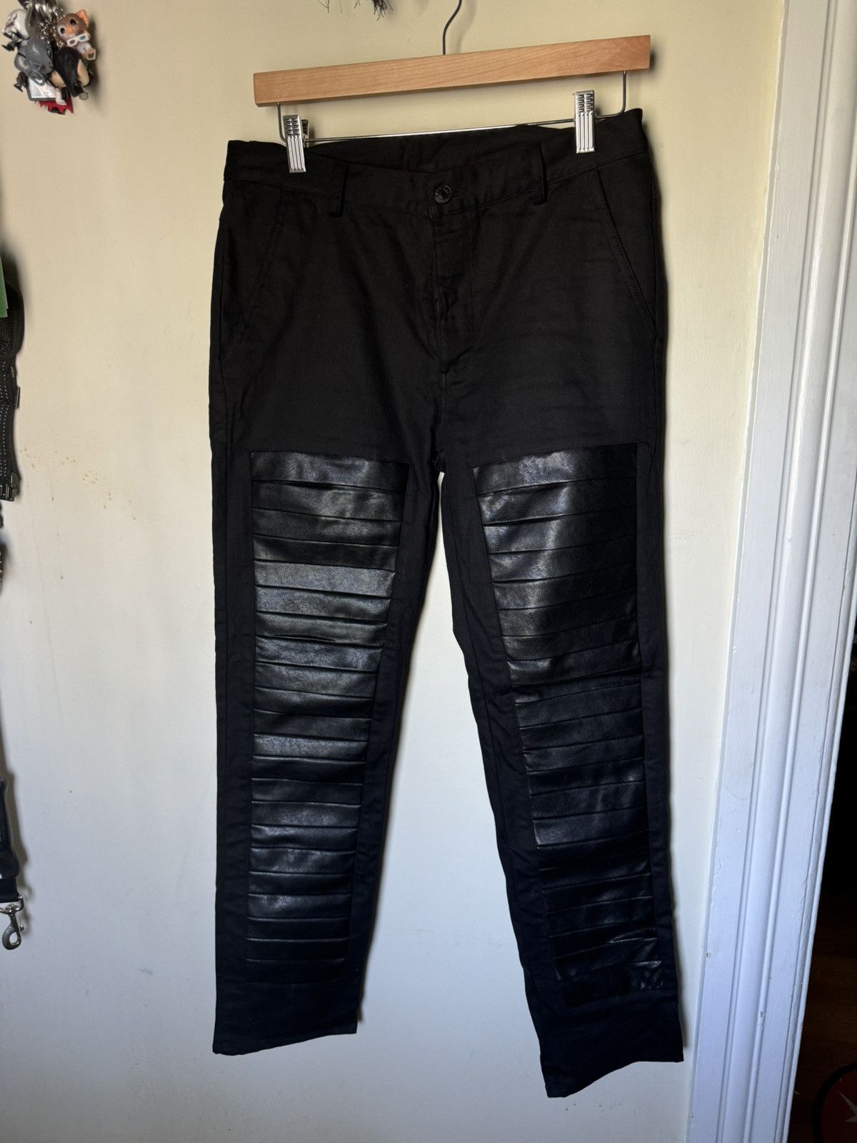 Other Black Jeans with leather armor panels | Grailed