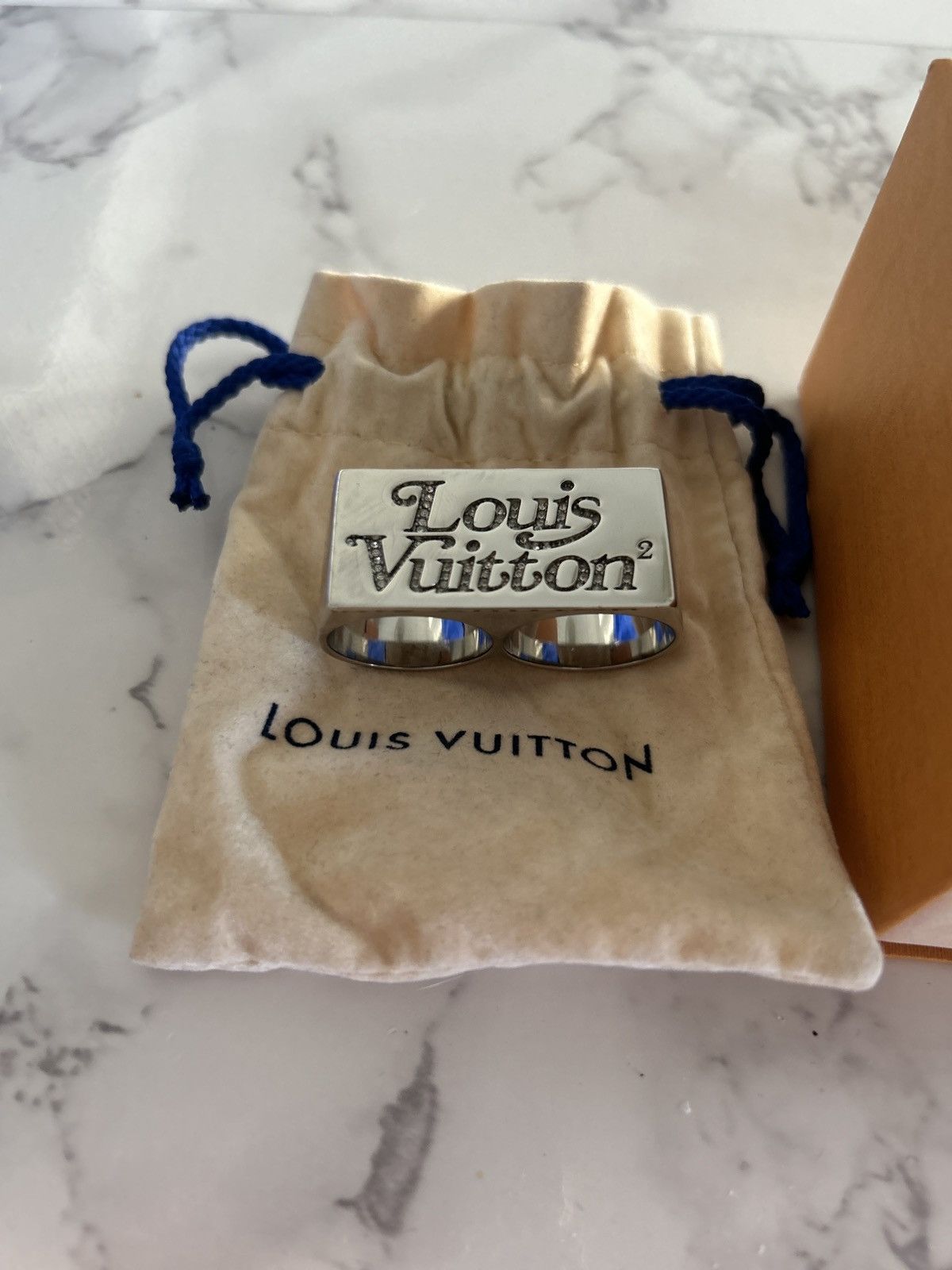 Louis Vuitton Louis Vuitton x Nigo Squared Strass Double Ring | Grailed