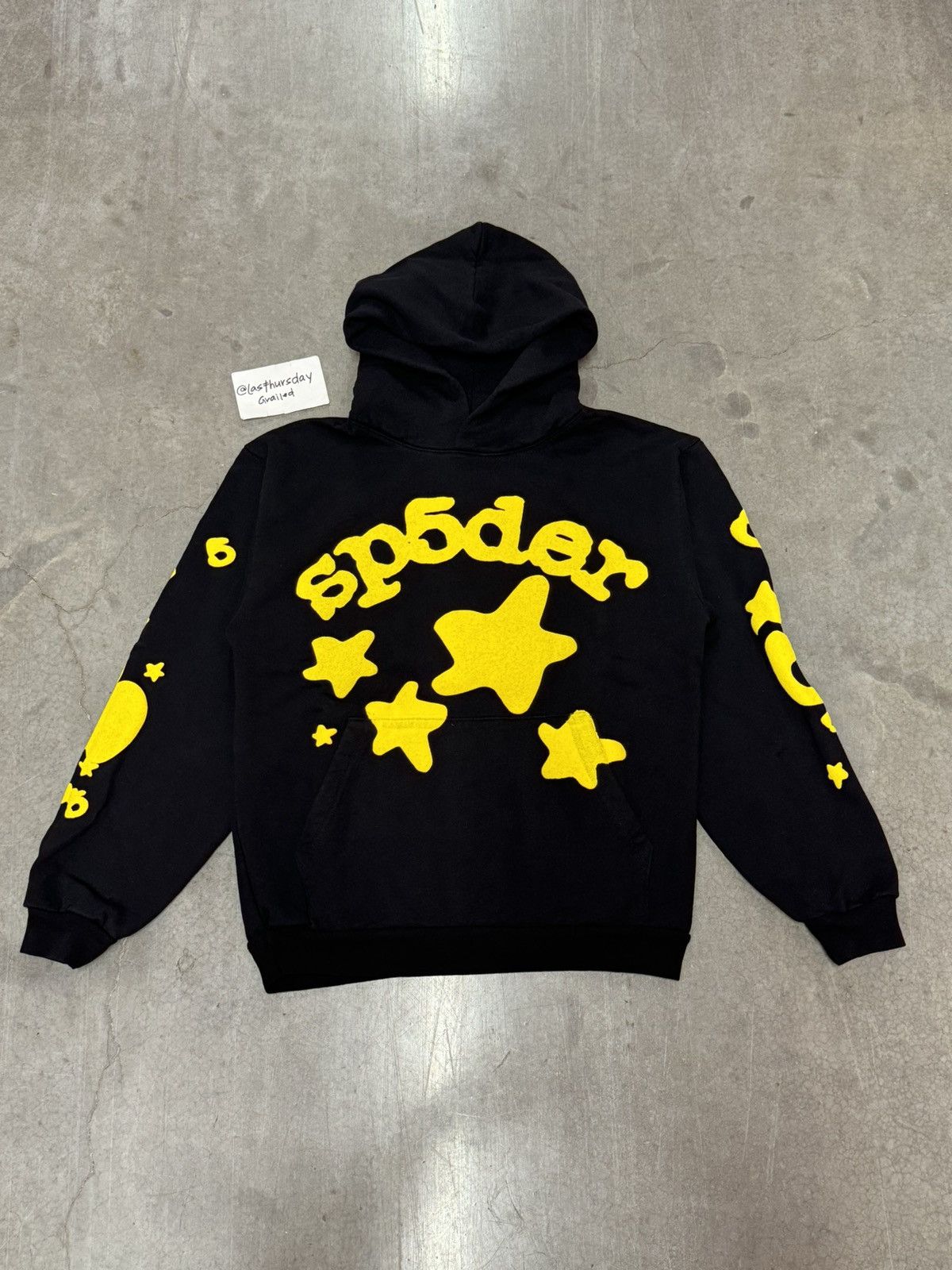 Sp5der × Young Thug Sp5der Beluga Hoodie Black/Yellow Small | Grailed