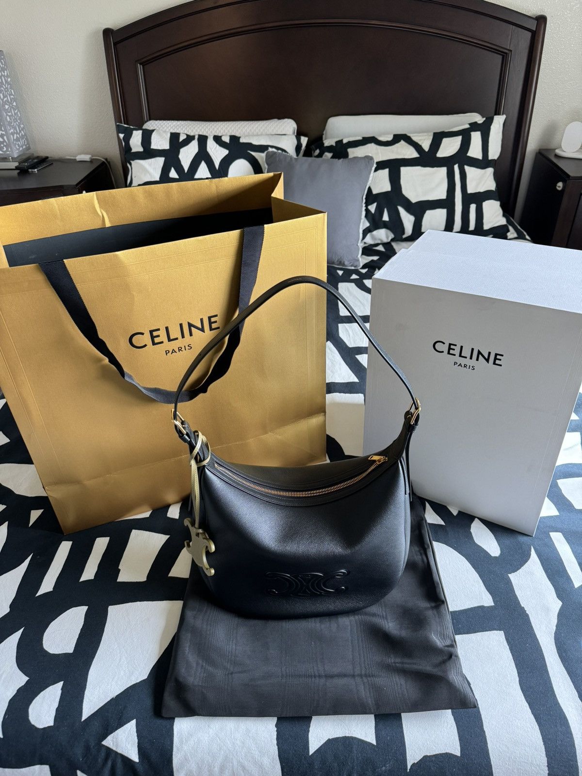 Celine 100% Authentic Celine Heloise Cuir Triomphe Hobo Bag w/charm ...