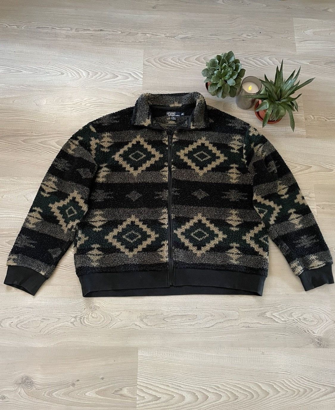 Polo Ralph Lauren Vintage Polo Native Aztec Wool Knit Hand Jacket Made in USA | Grailed