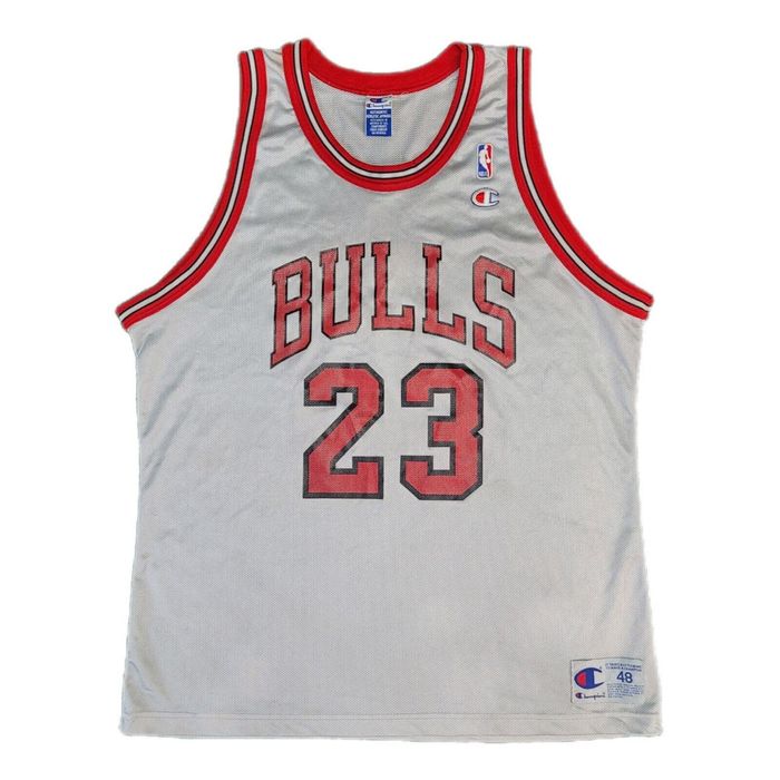 Champion RARE Champion Michael Jordan Jersey Silver Chicago Bulls | Grailed