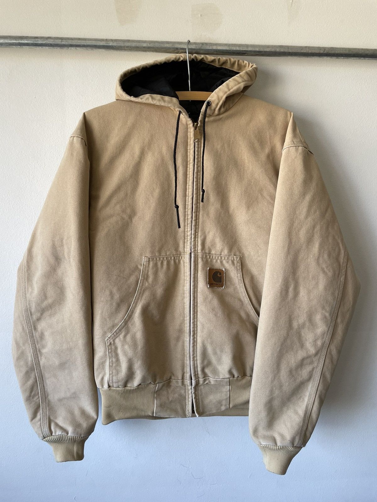 Vintage Vintage 90s Carhartt Tan Hooded Jacket USA MADE | Grailed