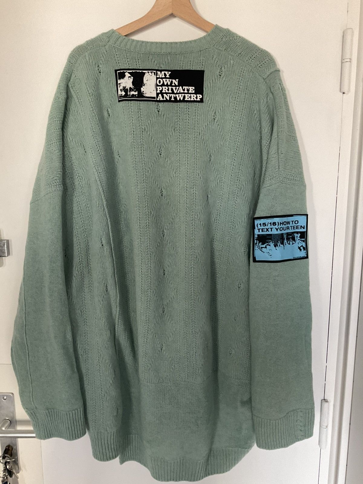 Raf Simons Oversized Raf Simons Merino Knit Sweater with Patches | Grailed