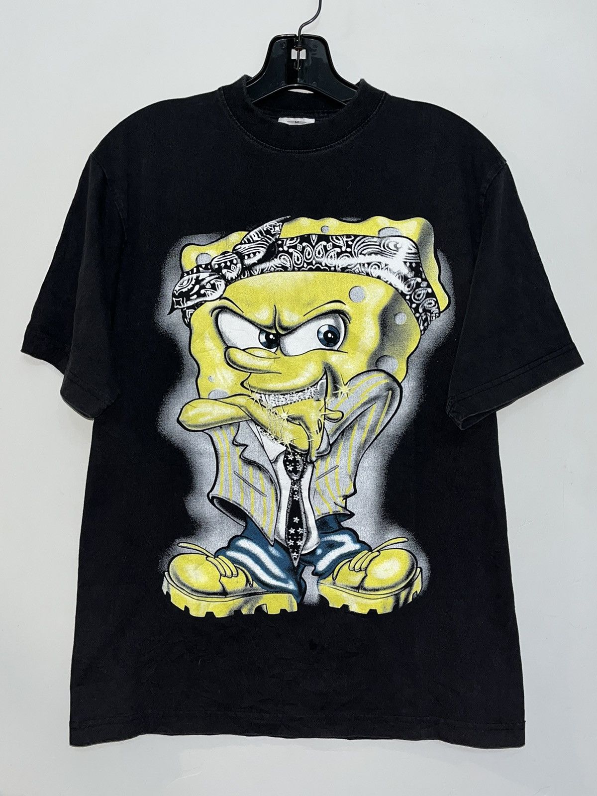 Vintage Crazy Baggy Vintage Y2K Gangster Rap Cartoon SpongeBob Shirt ...
