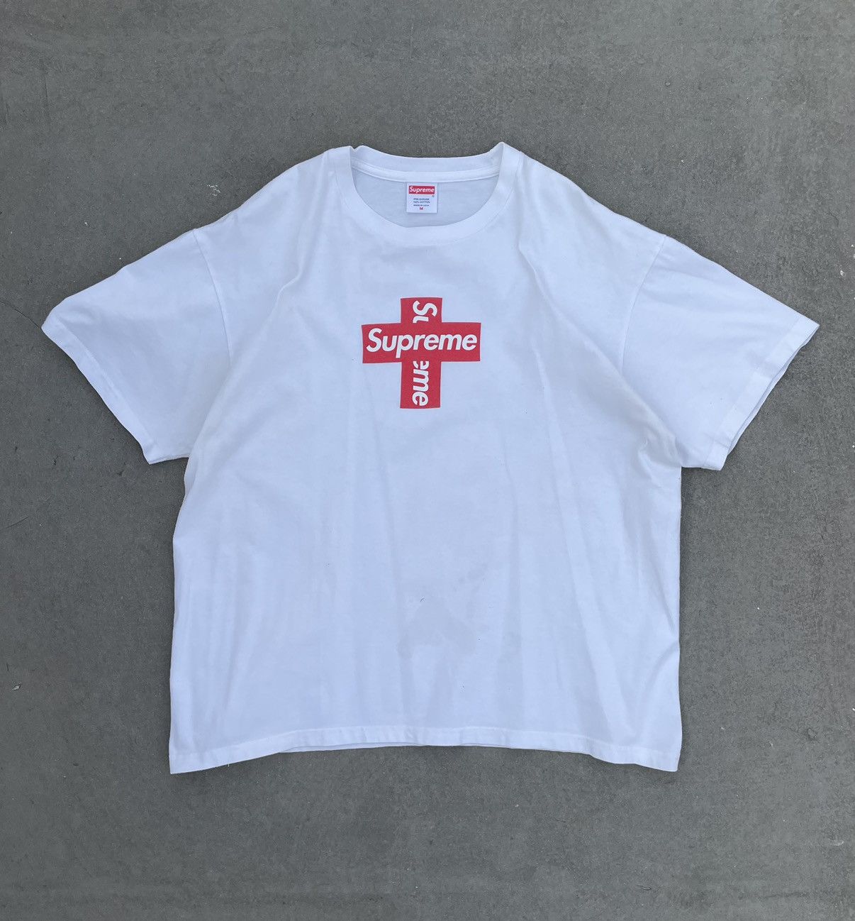 Supreme Supreme cross box logo white tee | Grailed