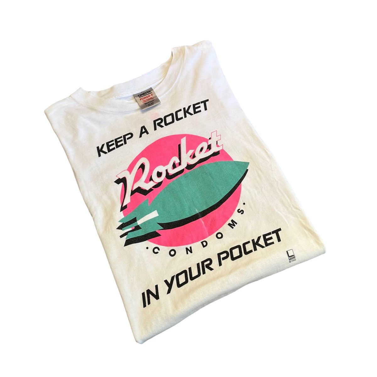 Made In Usa Vintage Vintage 1988 Rocket In Your Pocket Condom Promo T