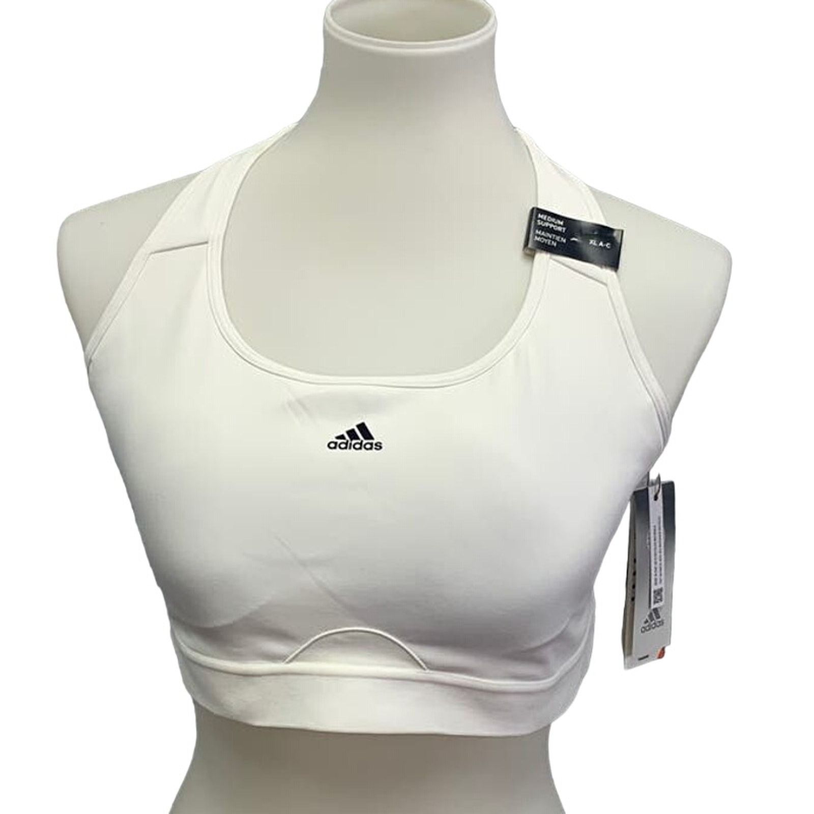Adidas New Adidas XL 48DD White Medium Support Training Sports Bra ...