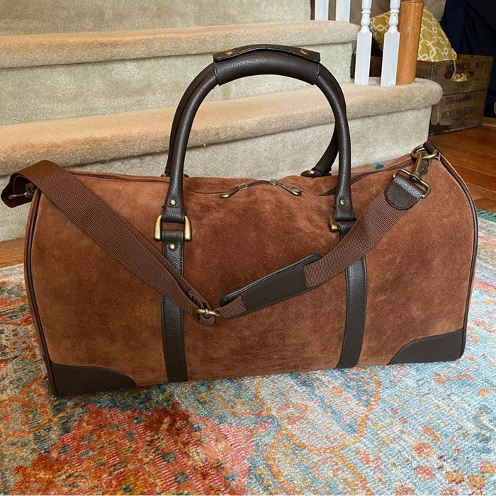 Vintage Vintage Brown 100% Leather & Suede Weekender Bag Duffle EUC ...