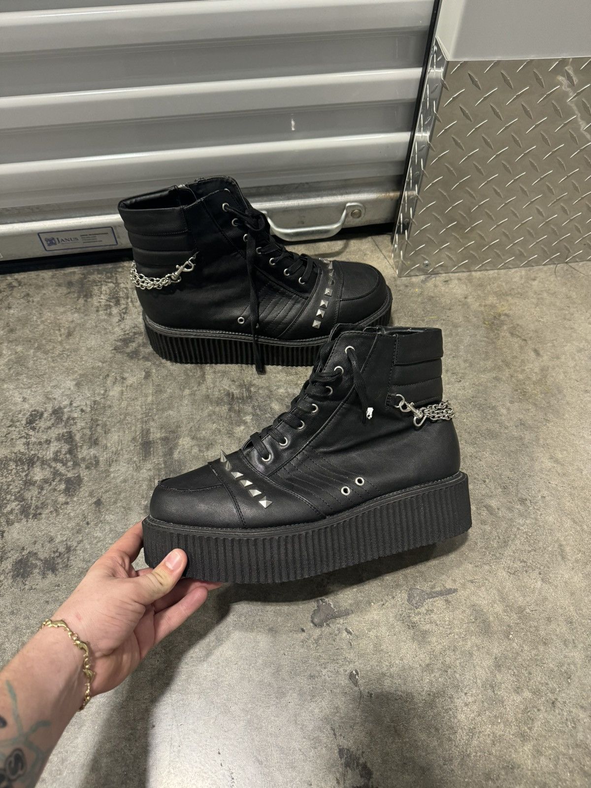 Demonia Cult × Vintage Demonia Creeper Studded Boot sz 12 | Grailed