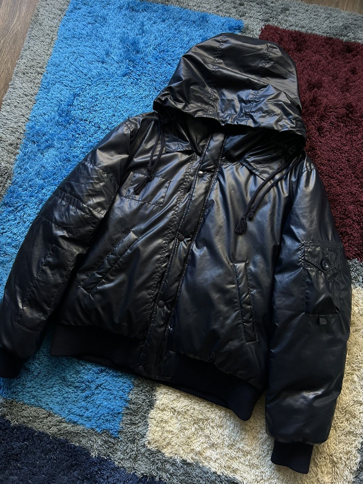 Raf Simons Grail Sample Waxed Puffer Jacket AW05-06 Waves | Grailed