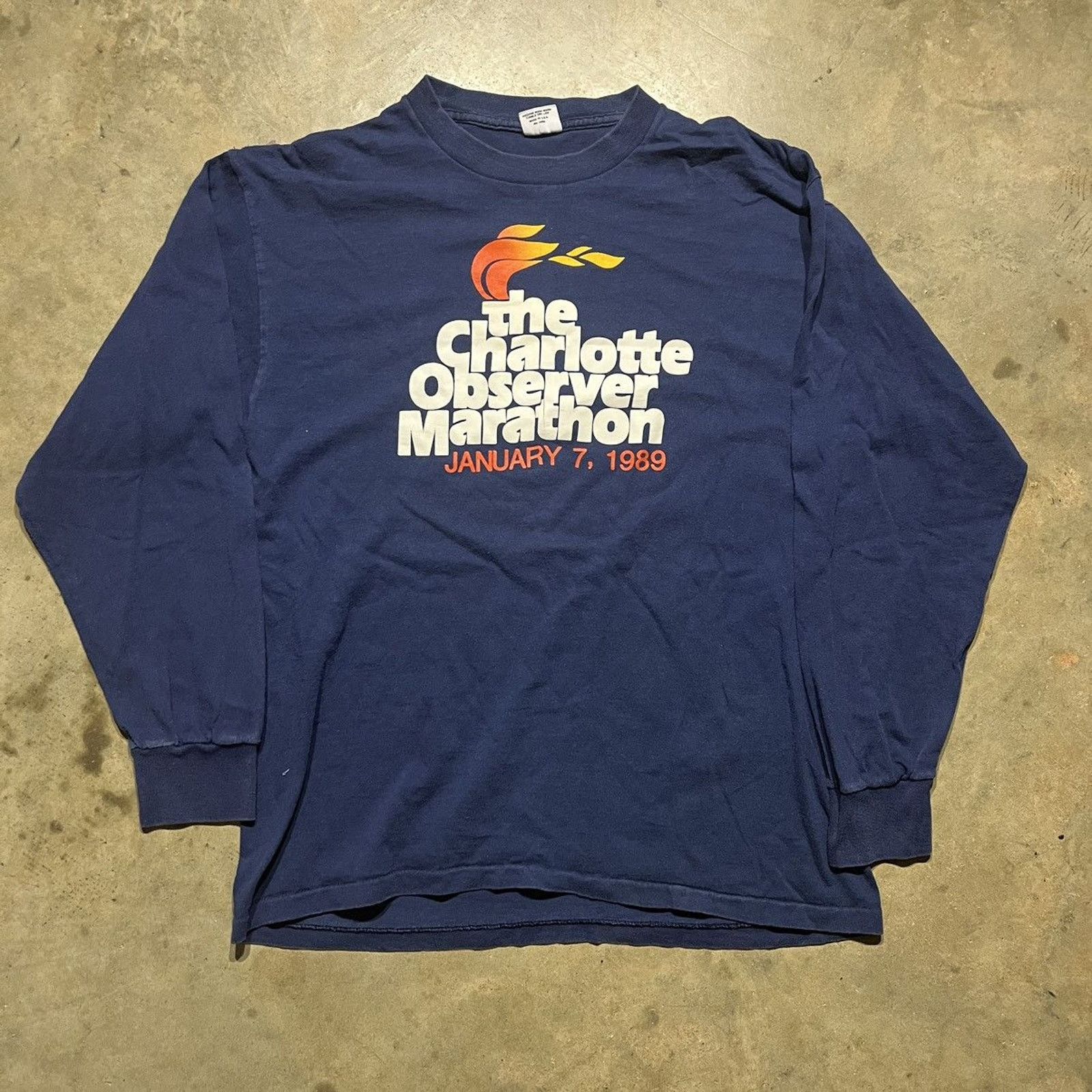 Vintage Vintage 80s The Charlotte Observer Marathon Navy T-Shirt | Grailed