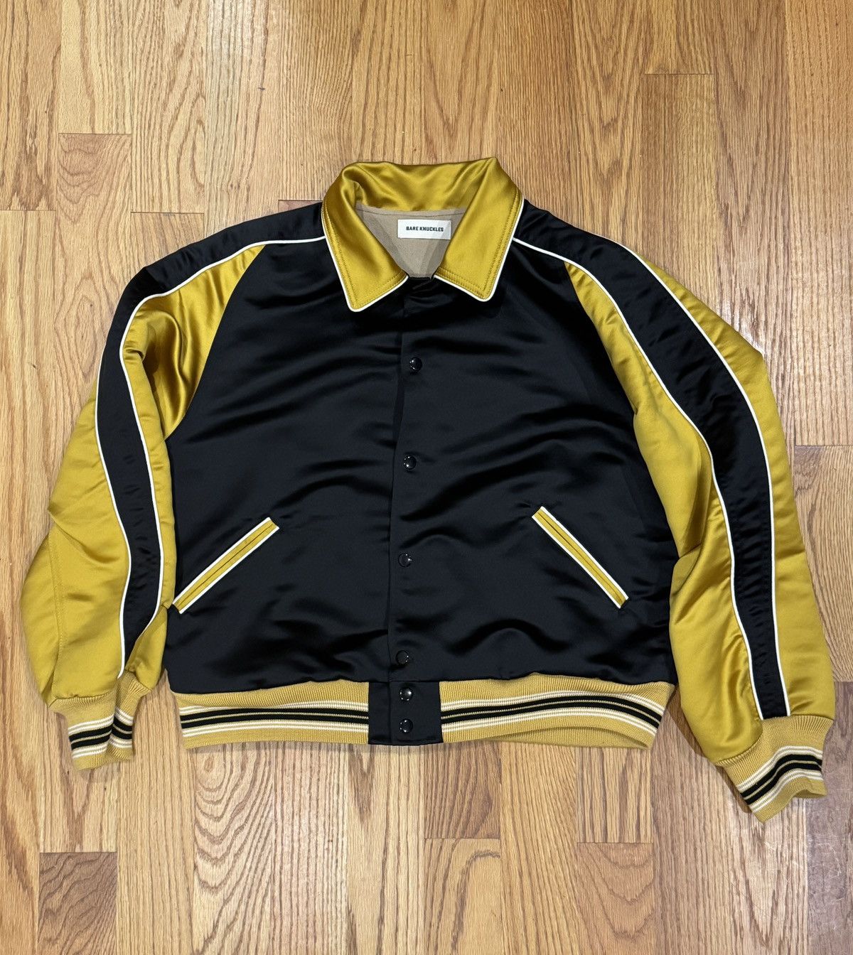 Bare Knuckles Bare Knuckles Sonny Varsity Jacket Black and Gold | Grailed