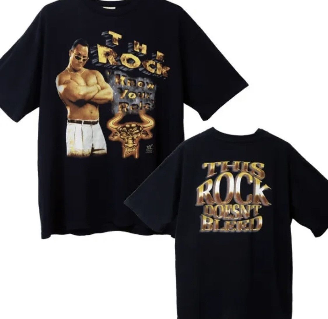 Vintage × Wwe × Wwf 90s Vintage Bootleg WWF WWE 1998 The Rock T Shirt XL | Grailed
