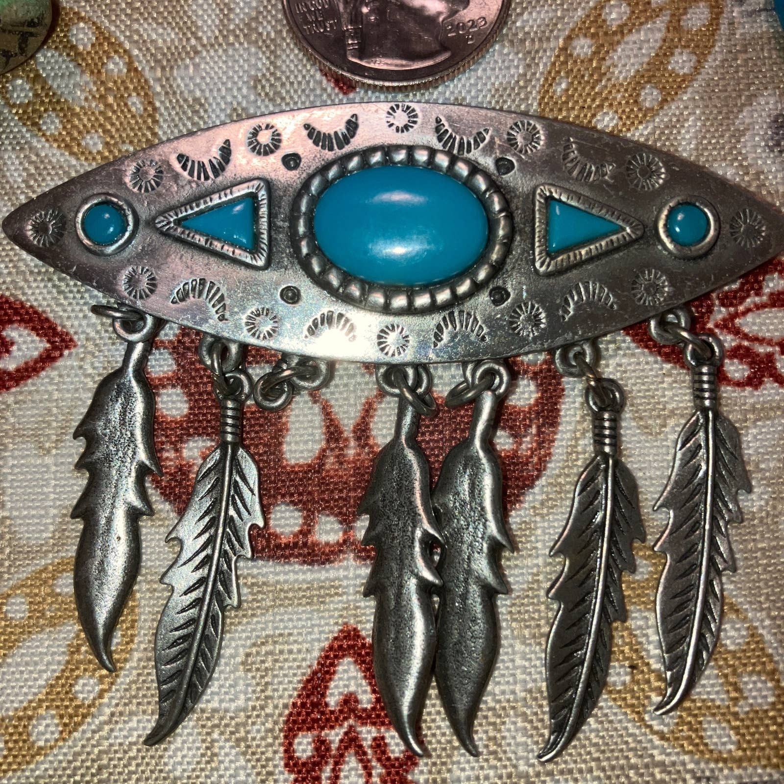 Jewelry Native American Inspired Pin of Stone & Feathers of Luck | Grailed