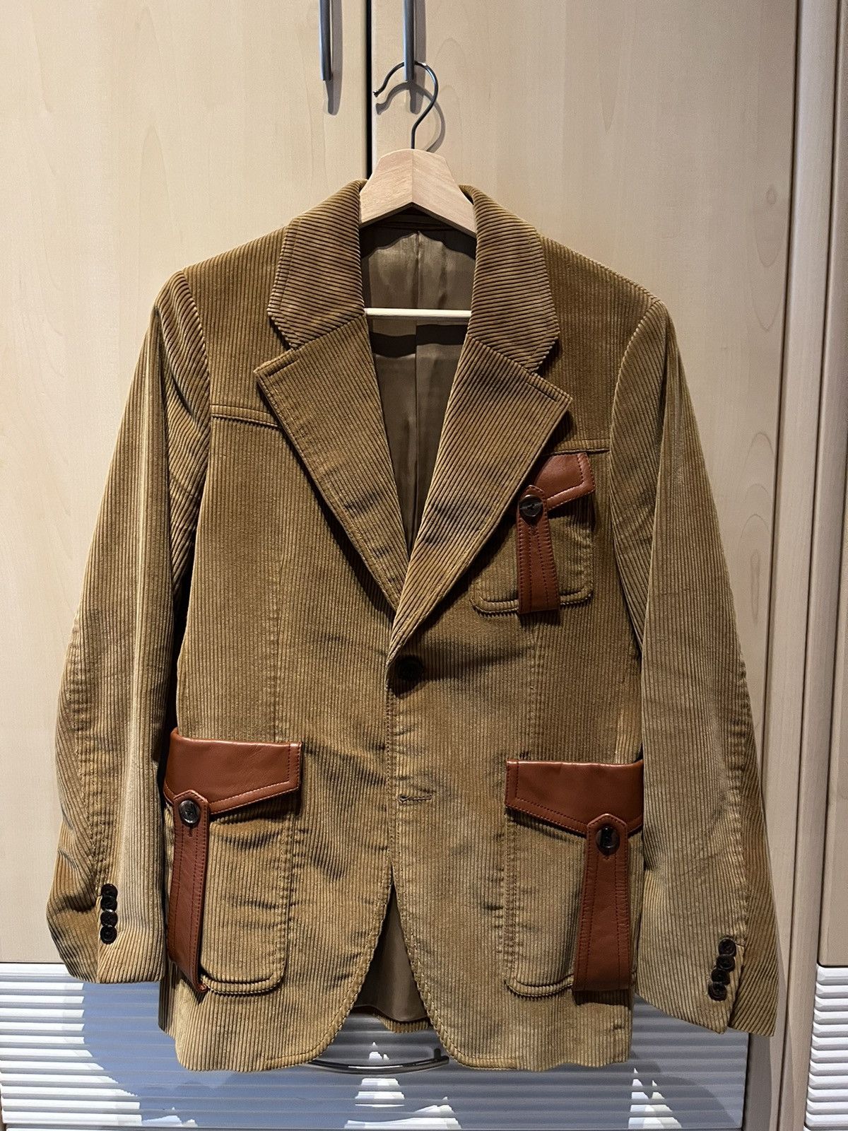 Prada Iconic Prada leather-trimmed corduroy blazer | Grailed