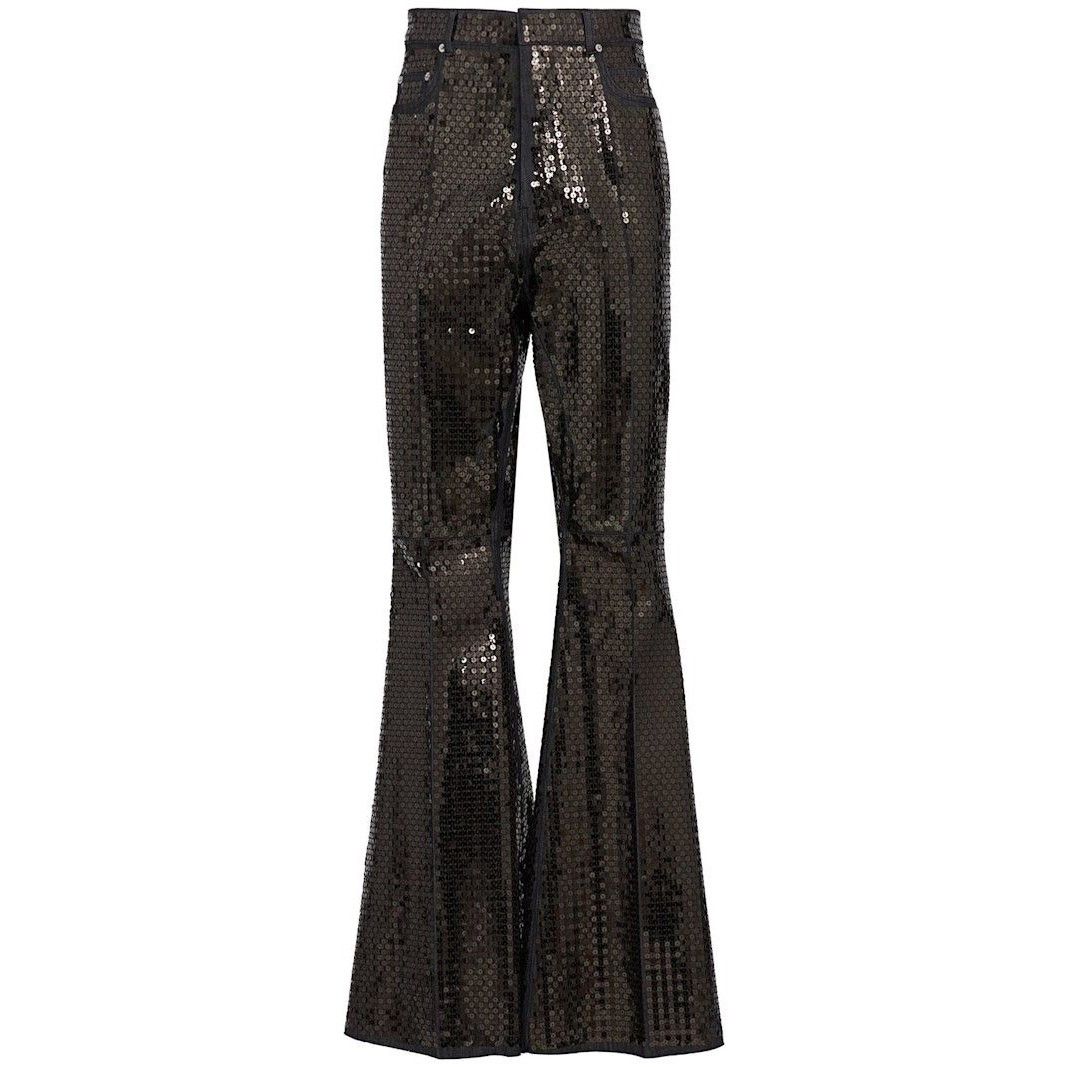 Rick Owens RICK OWENS Bolan Black Sequined Denim Bootcut Jeans New & Au ...