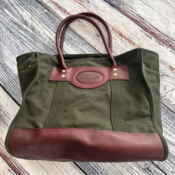Orvis ORVIS Green Canvas and Leather Large Tote Bag | Grailed