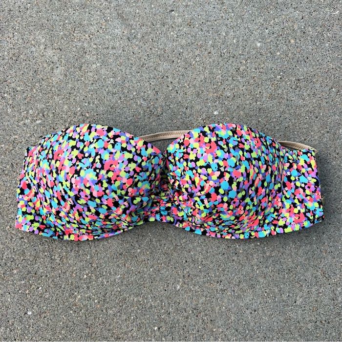 Victoria's Secret Victoria’s Secret 36C Gold Strappy Neon Color Dot ...