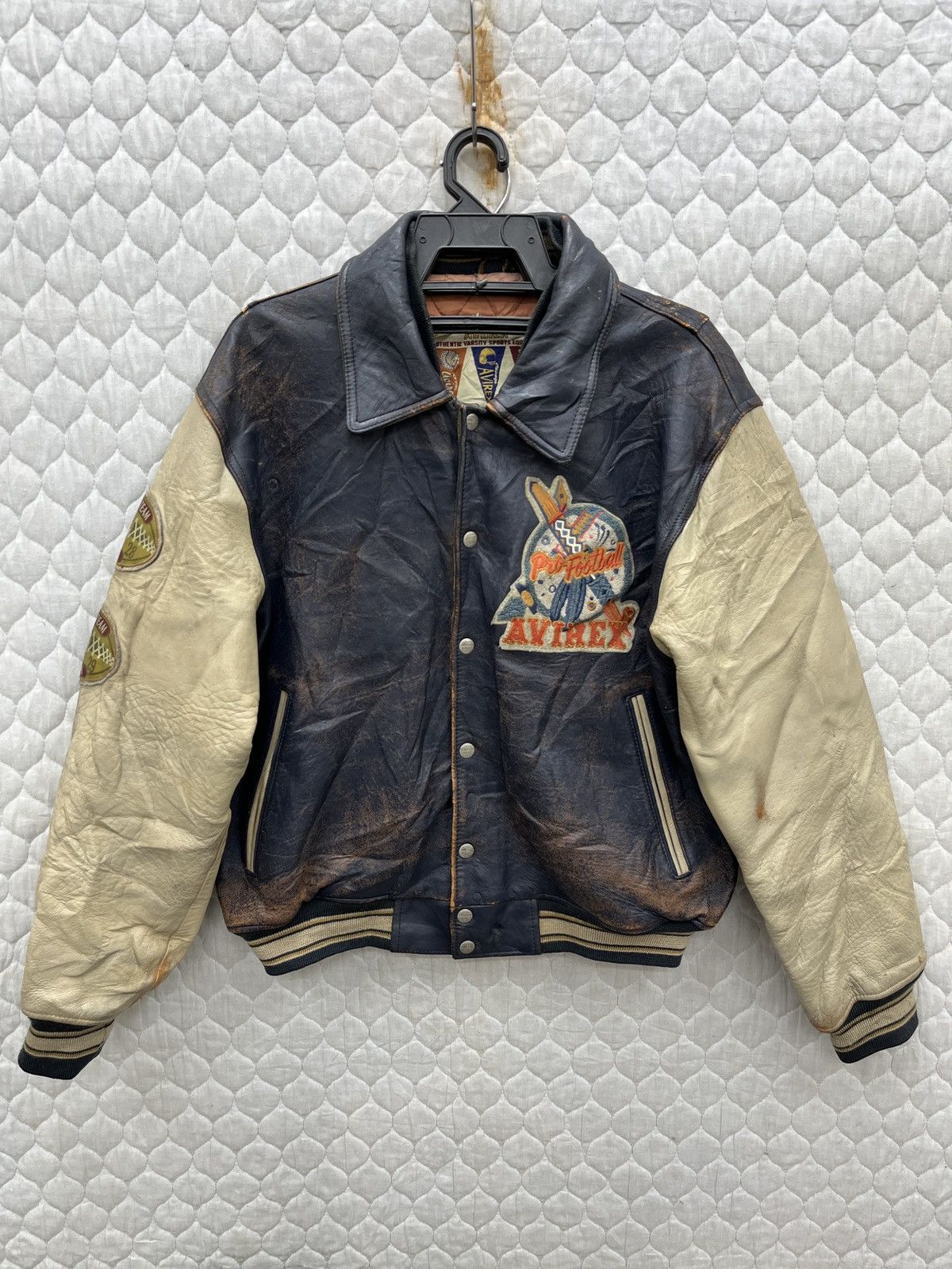 Vintage 🔥STEALS🔥 AVIREX VARSITY JACKET OORANG INDIAN FOOTBALL TEAM | Grailed