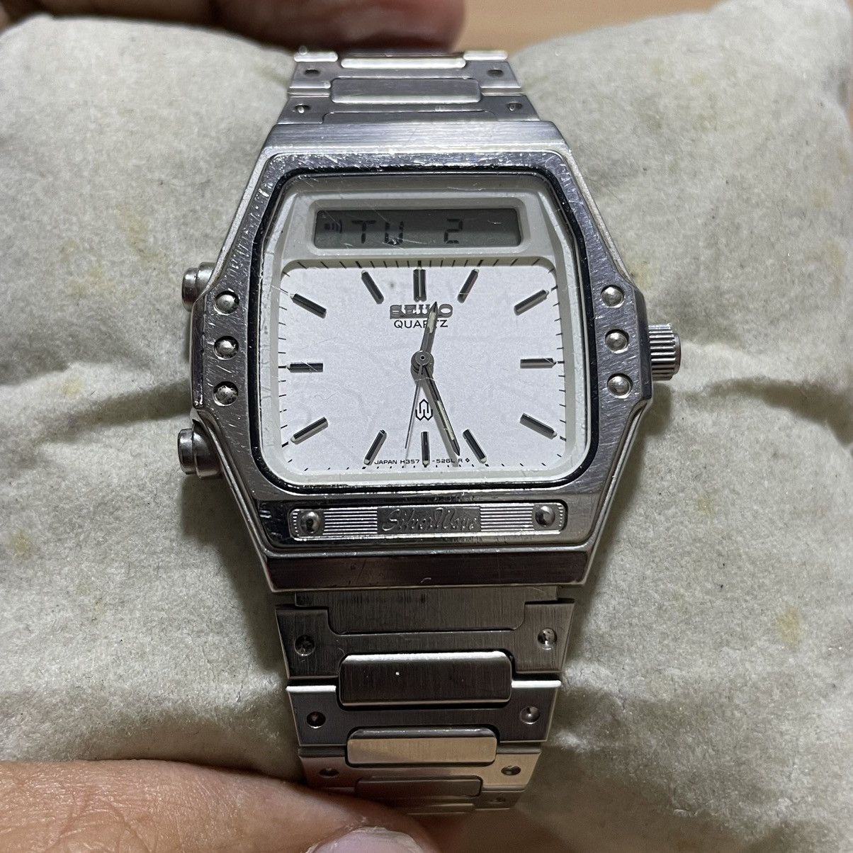 Vintage Seiko Silver Wave H357-514A Ana-digi Watch Japan WORKING | Grailed