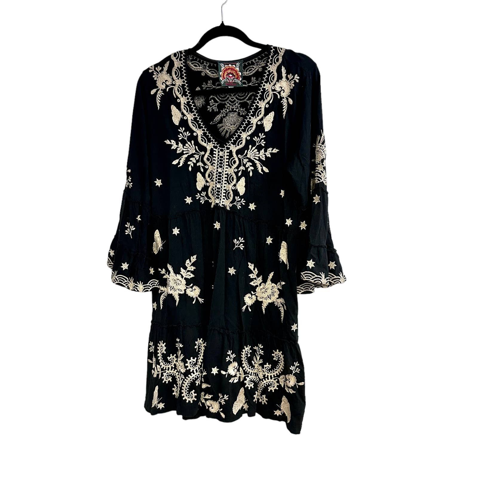 Johnny Was Johnny Was Los Angeles Arzella Knit Easy Tiered Dress Black ...