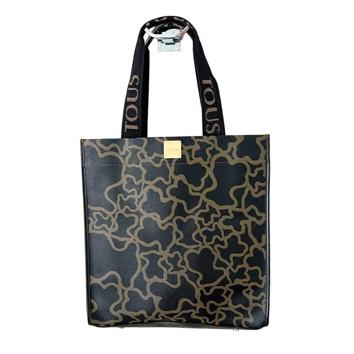 Tous Tous Kaos Bear Monogram Canvas Vegan Leather Tote Bag Black | Grailed