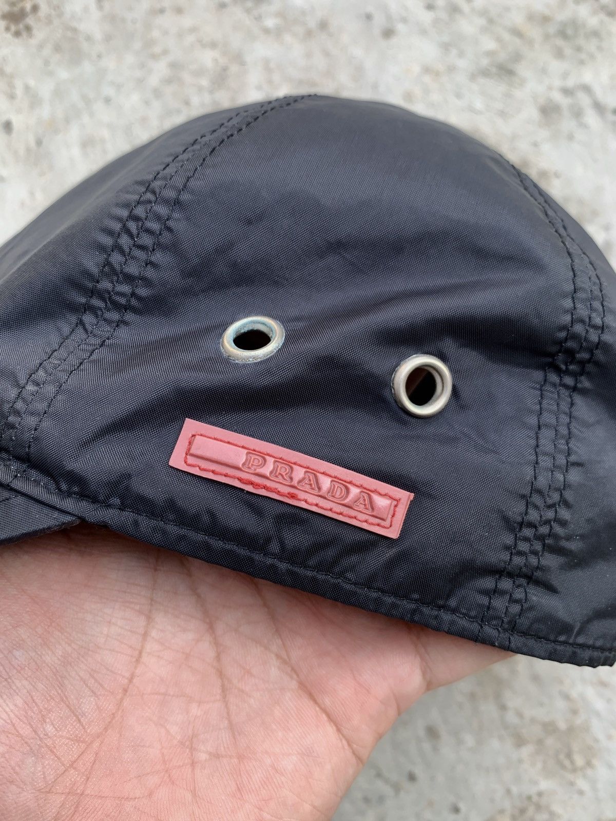 Prada Red Tab Nylon 6 Panel Cap | Grailed