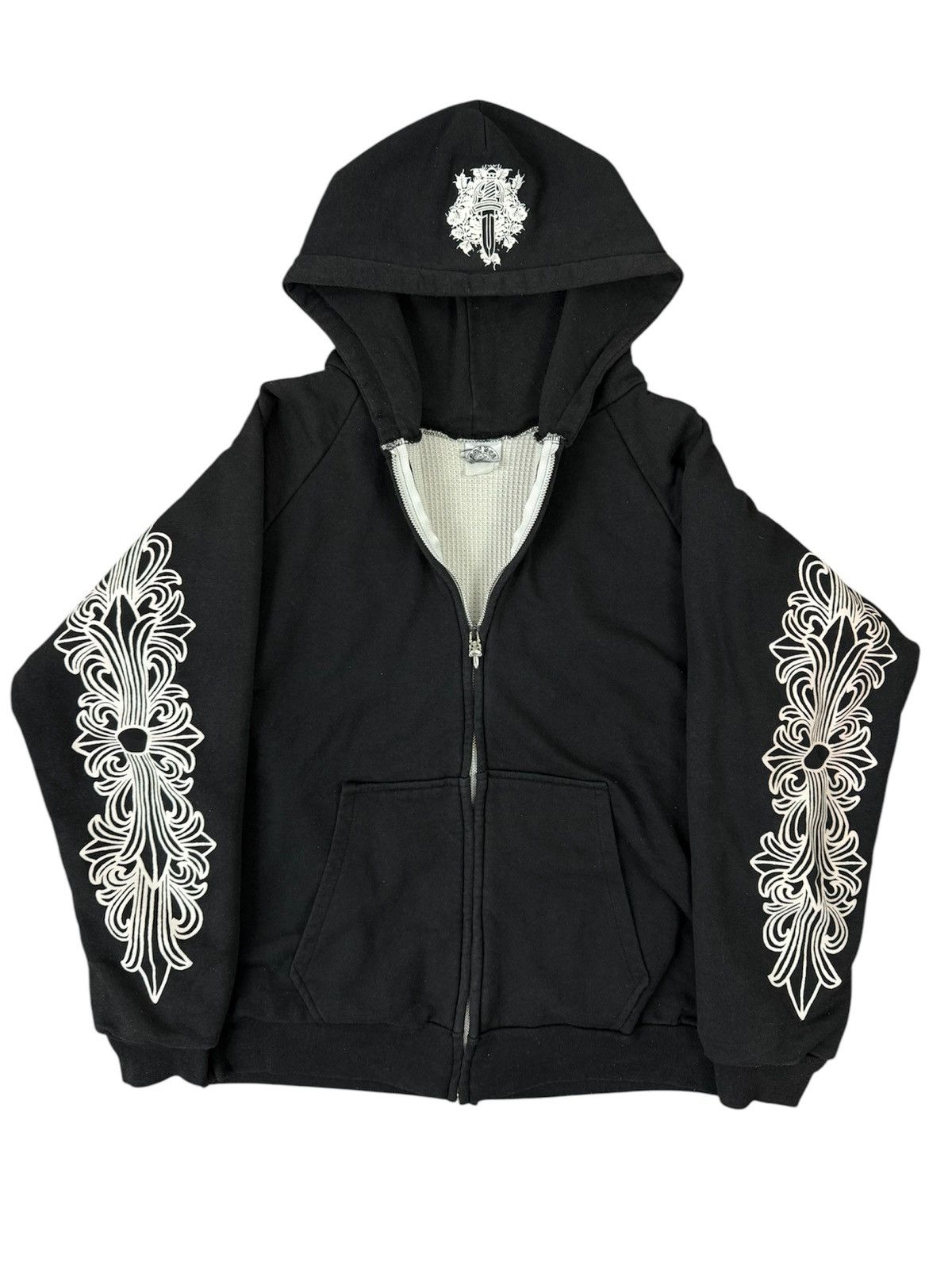 Chrome Hearts Chrome Hearts Vintage Thermal Floral Horseshore Zip Up ...