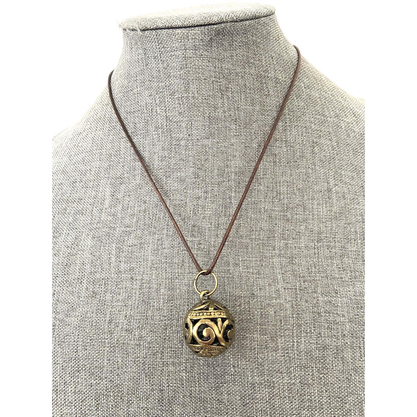Generic Pretty bronze tone prayer ball style pendant necklace | Grailed