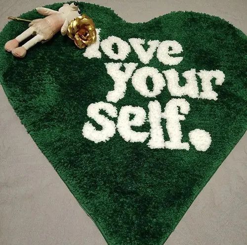 Custom Handmade Green Tufting Heart Soft Rug | Grailed