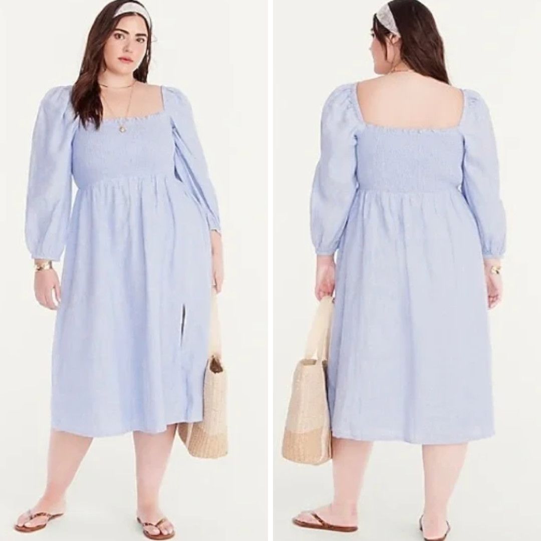 J.Crew NEW J. Crew Linen daydream dress in French blue Large Petite ...