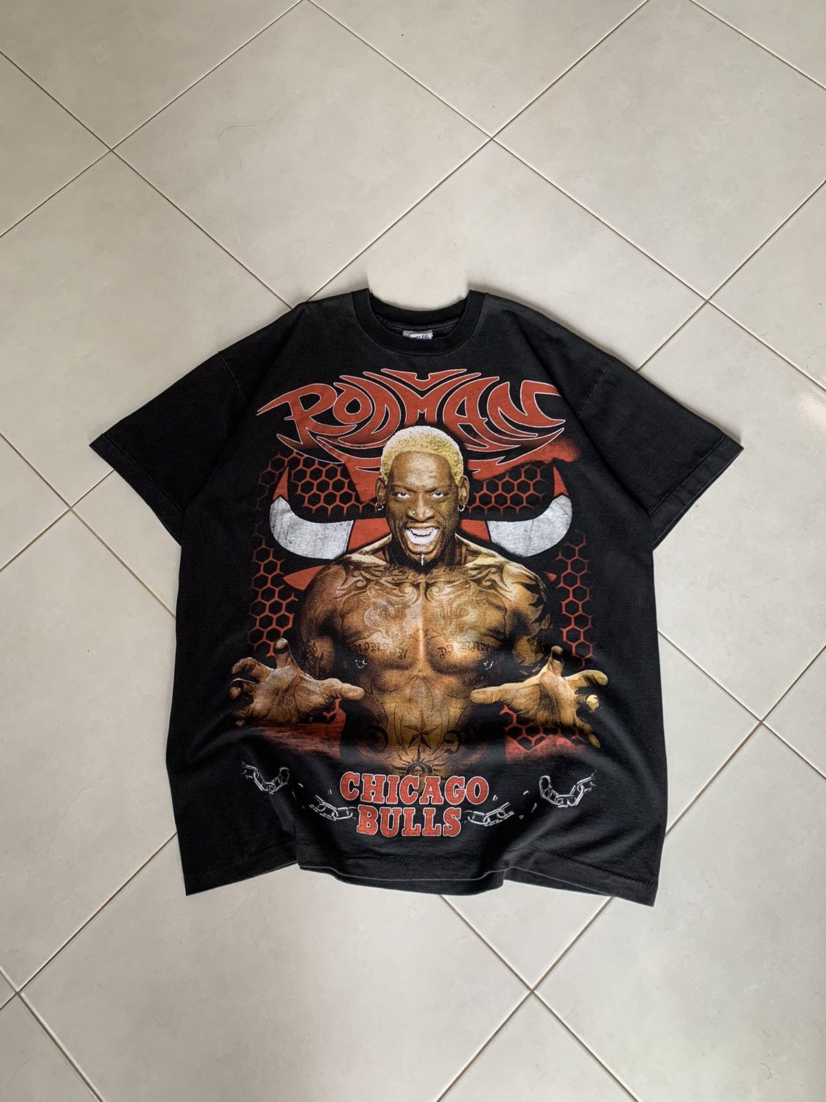 Chicago Bulls × NBA × Vintage Rare Vintage Dennis Rodman Graphic Tee ...