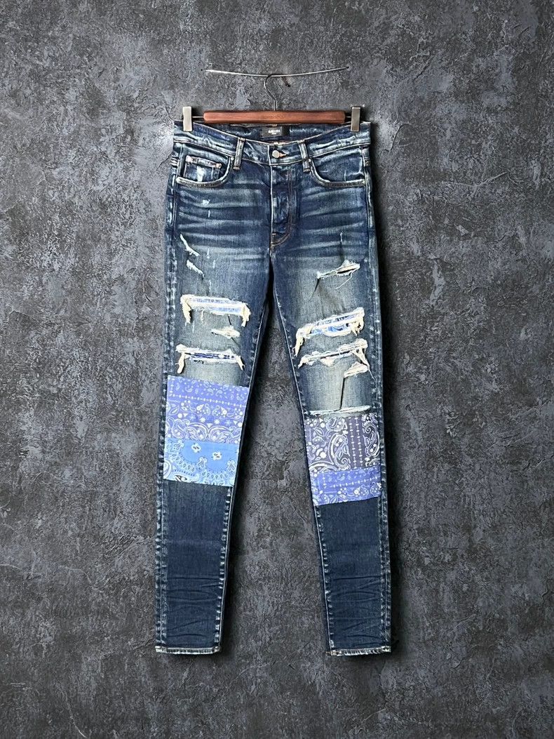 Amiri Amiri Blue patchwork jeans | Grailed